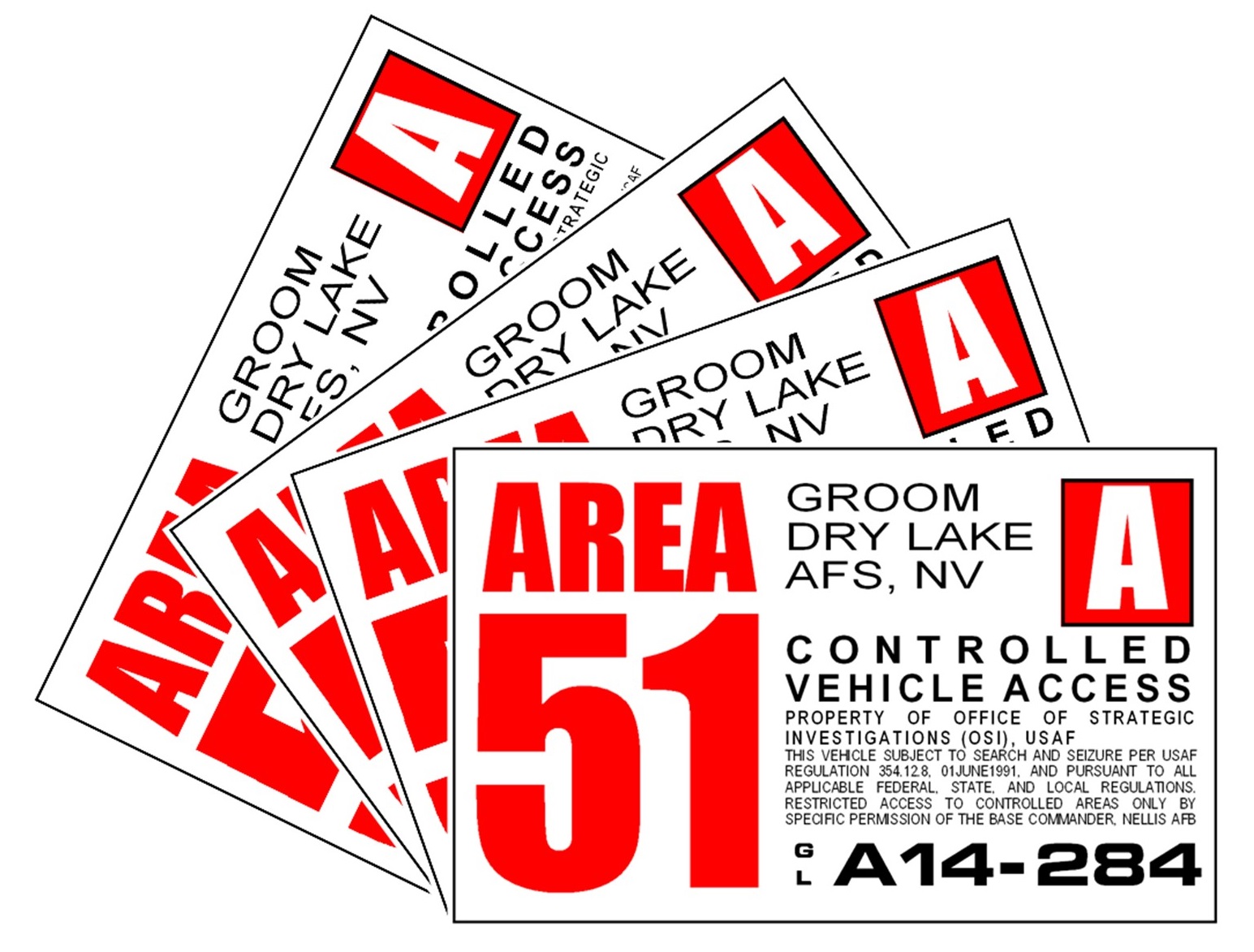 Area 51 Red Sticker - Set of 4 - UFO Aliens Roswell - Walmart.com