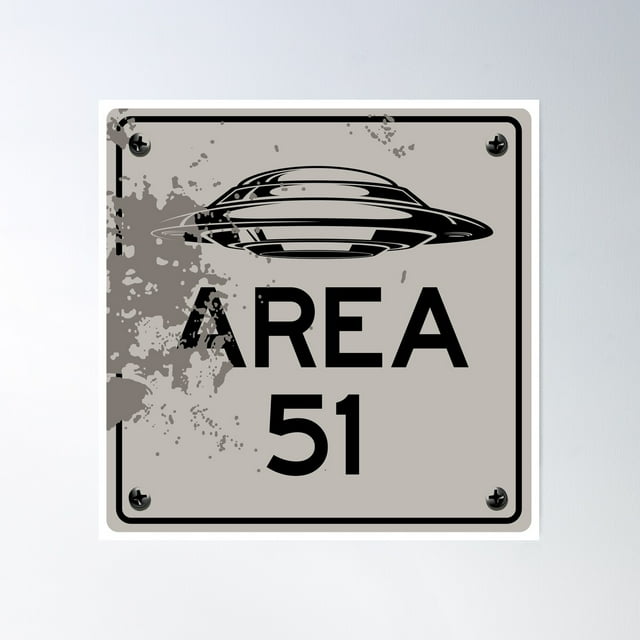 Area 51 Ufo Sign Flying Saucer Pop Art Graphic Poster Wall Art, Modern ...