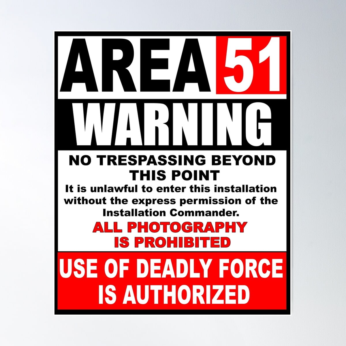 Area 51 Warning! Poster Wall Art, Modern Wall Decor For Living Room ...