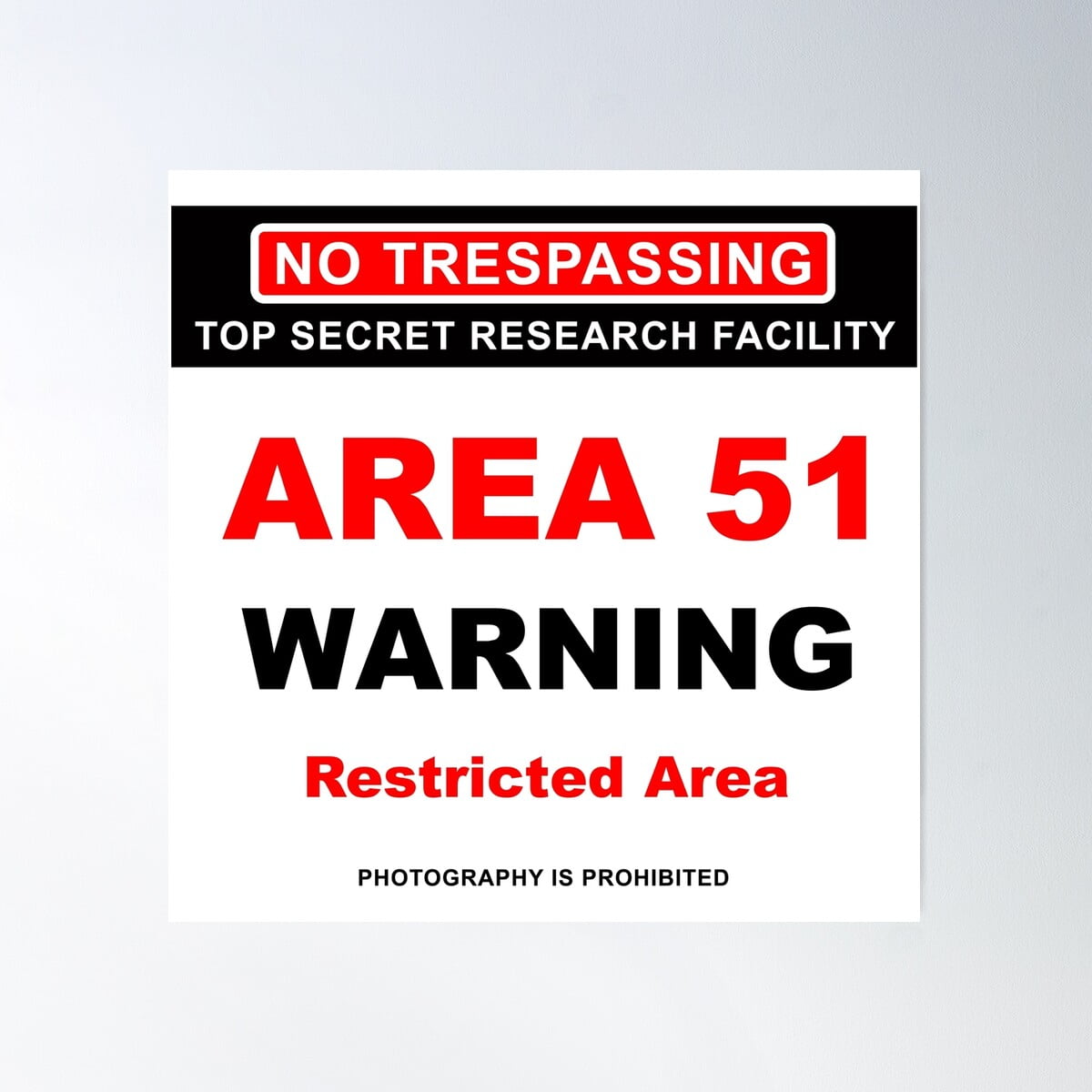 Area 51 Warning Poster Wall Art, Modern Wall Decor For Living Room ...