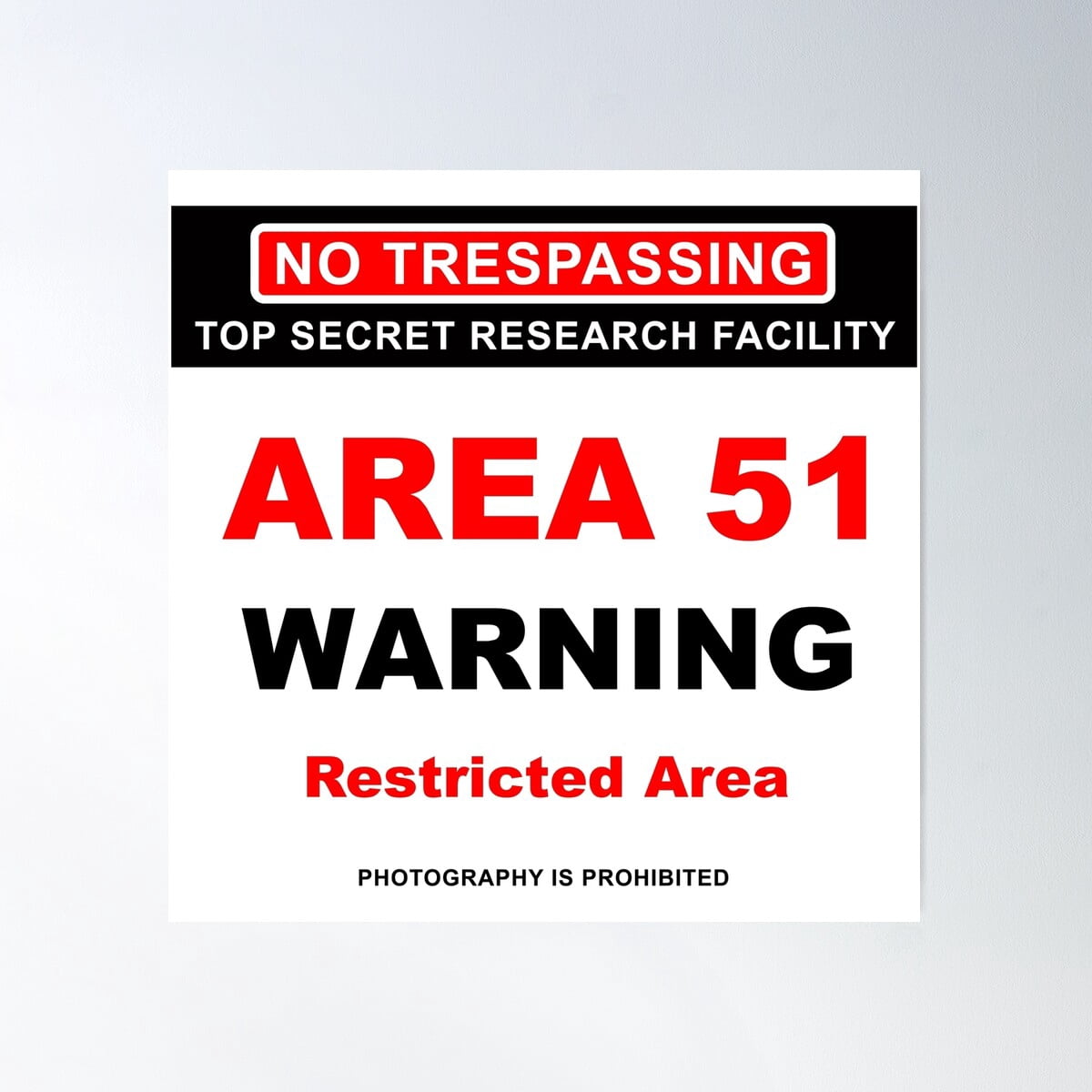 Area 51 Warning Poster Wall Art, Modern Wall Decor For Living Room ...