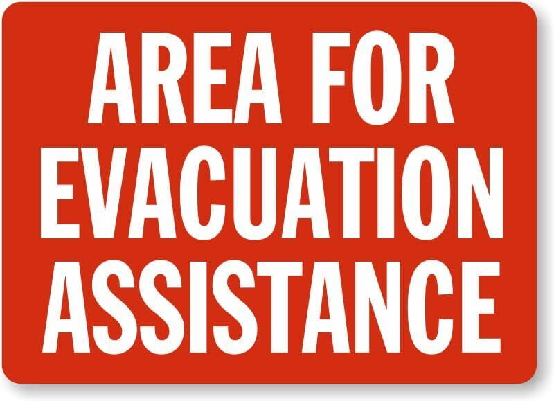 Area Evacuation Fire Weatherproof Metal Aluminum Sign Size: 16 x 12 ...
