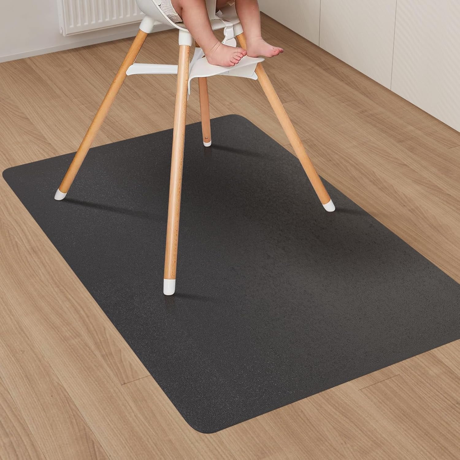 Area Floor Mat for Home, 3'×5' Black No Slip Waterproof Vinyl Area Rug ...