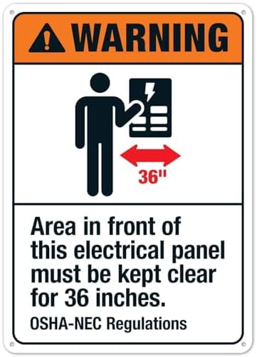 Area In Front Of This Electrical Panel Must Be Kept Clear For 36 Inches ...