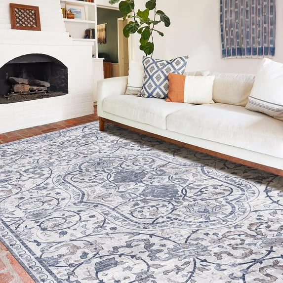 Area Mat for Living Room, 5'x8' Waterproof Vintage Print Floor Mat for ...