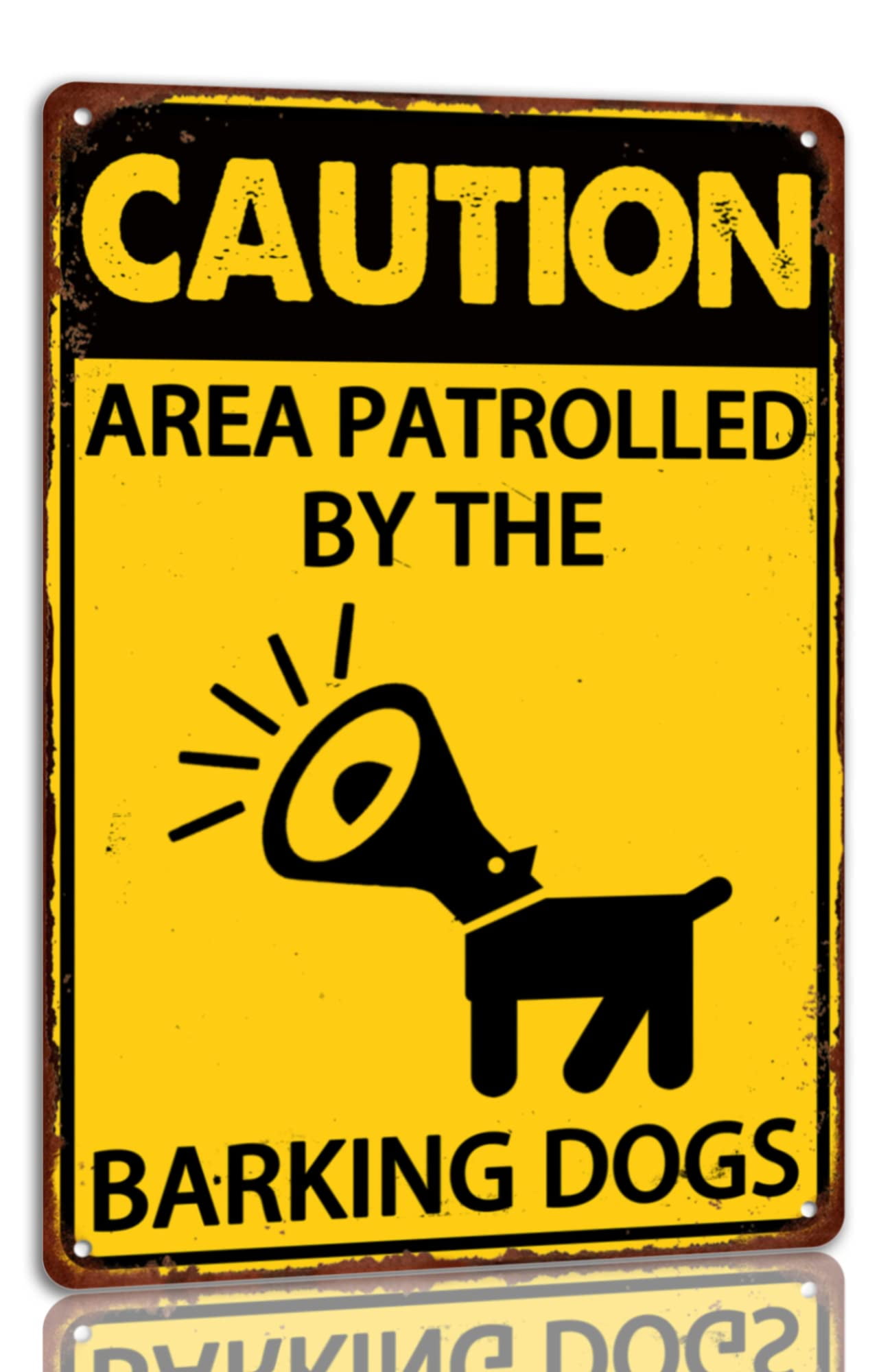 Area Patrolled By The Barking Dogs Metal Sign Funny Warning Tin Signs ...