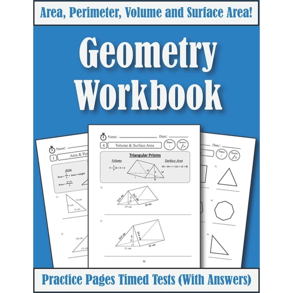 Area Perimeter And Volume: Geometry Workbook: Practice Pages Of Geometry For Kids & Beginners ...