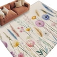 Area Rug 108×144in, Flowers Wildflowers Bushes on Retro Linen Floor ...