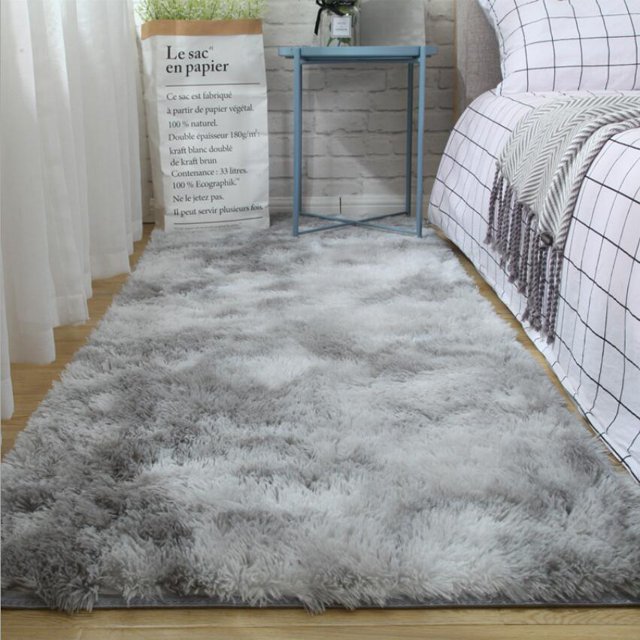 Area Rug 2.6x5.2 Feet Tie Dyed Light Grey Rectangle Plush Rugs Non-Slip ...