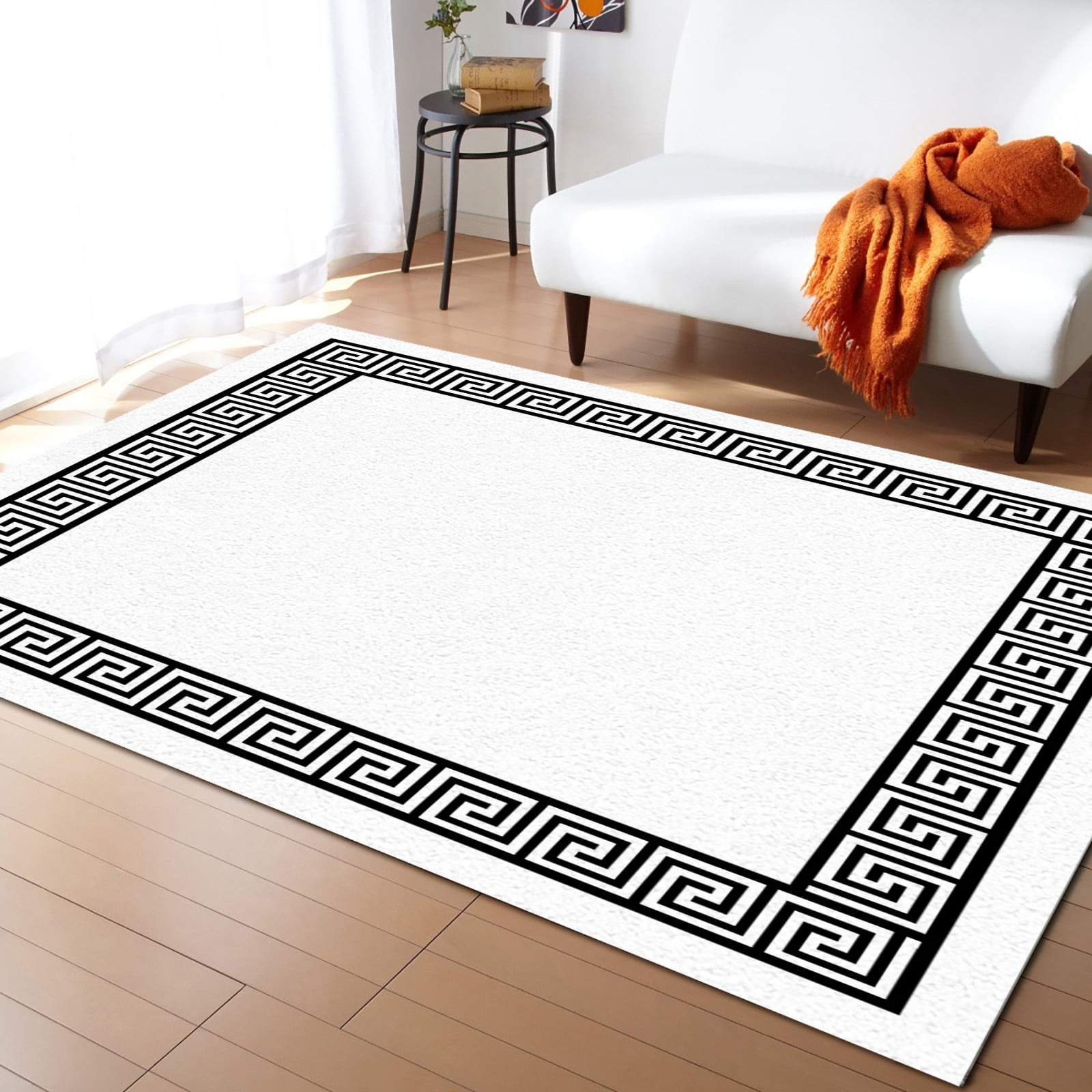 Area Rug 2'7''x5' Greek Themed Traditional Meander Border Square ...