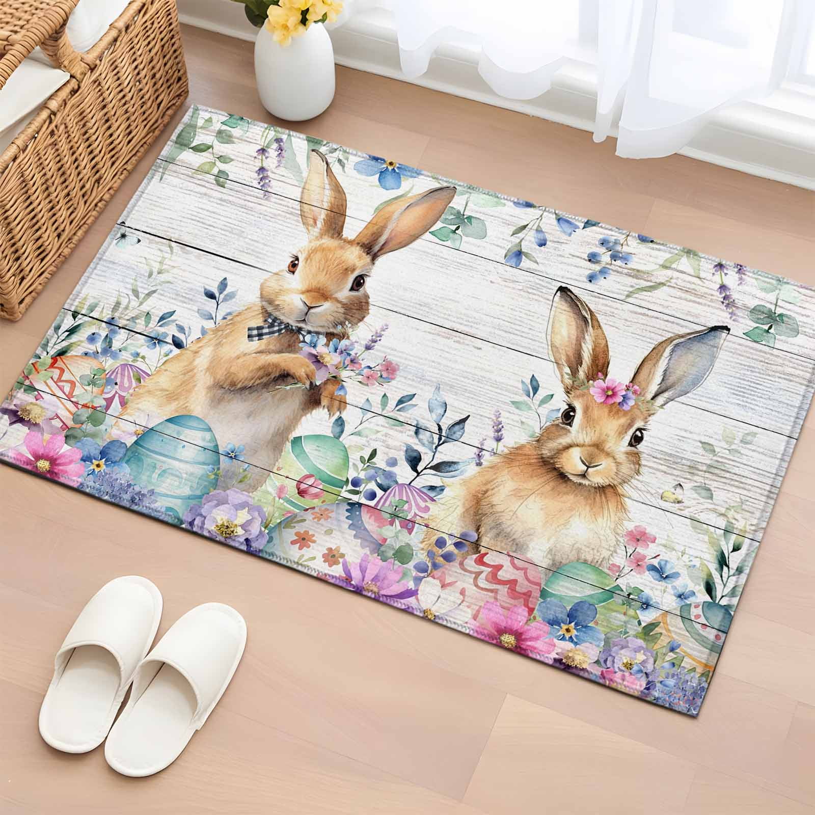 Area Rug 2 x 3 Ft, Bunny Easter Indoor Accent Bathroom Rugs for Kitchen ...