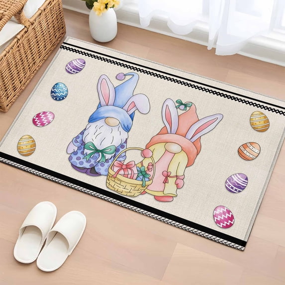 Area Rug 2 x 3 Ft, Bunny Gnomes Easter Indoor Accent Bathroom Rugs for ...