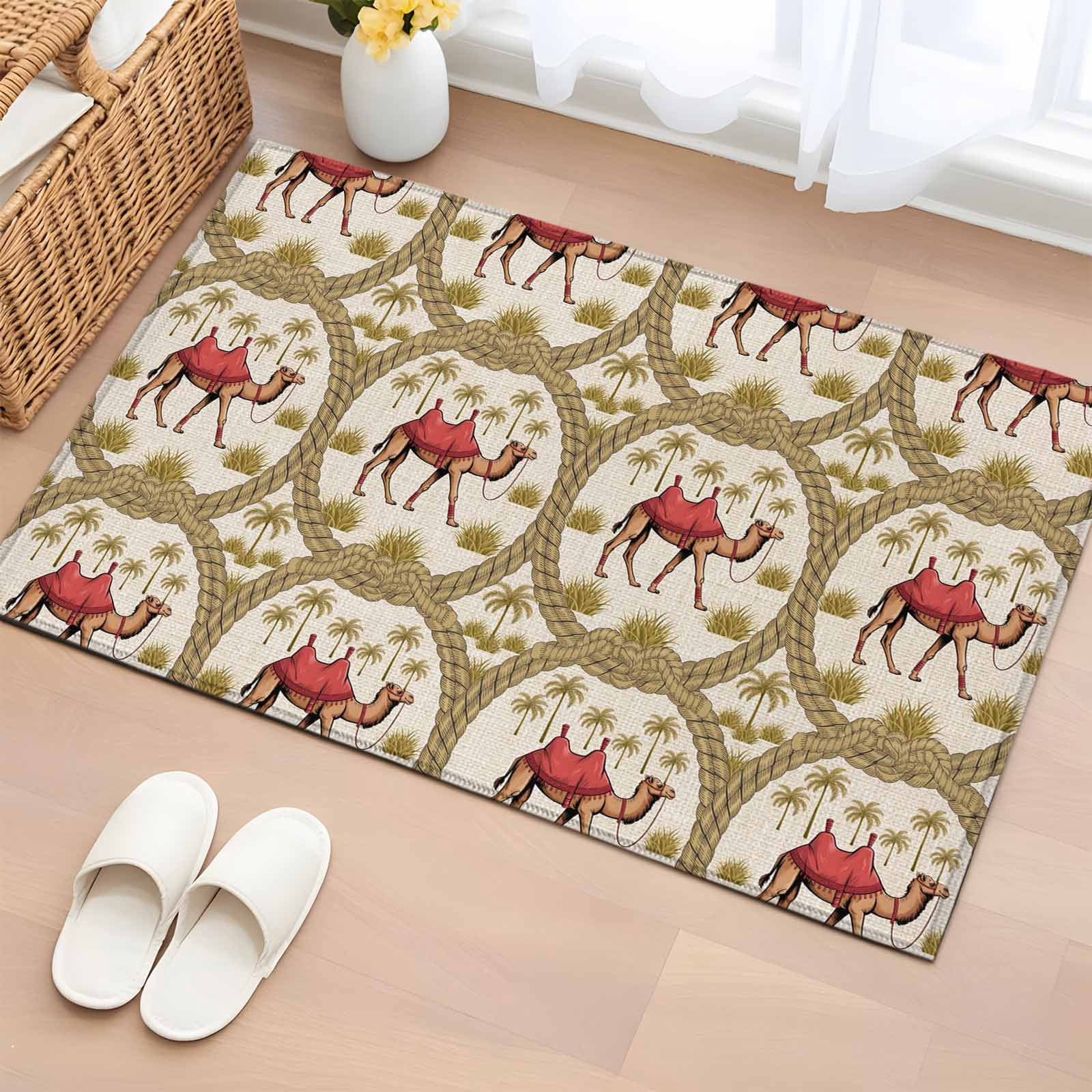 Area Rug 2 x 3 Ft, Camels Palm Trees Indoor Accent Bathroom Rugs for ...