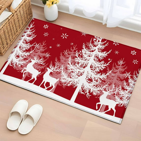 Area Rug 2 x 3 Ft, Christmas Red Indoor Accent Bathroom Rugs for ...