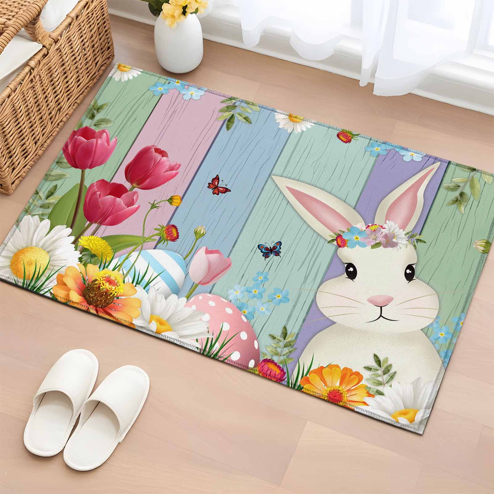 Area Rug 2 x 3 Ft, Easter Bunny Indoor Accent Bathroom Rugs for Kitchen ...