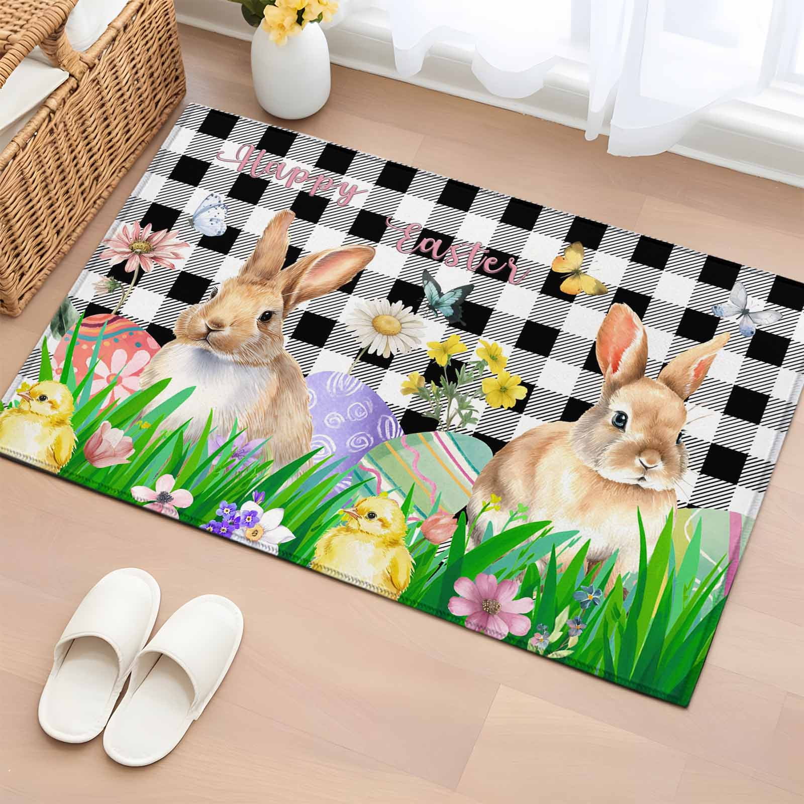 Area Rug 2 x 3 Ft, Easter Bunny Indoor Accent Bathroom Rugs for Kitchen ...