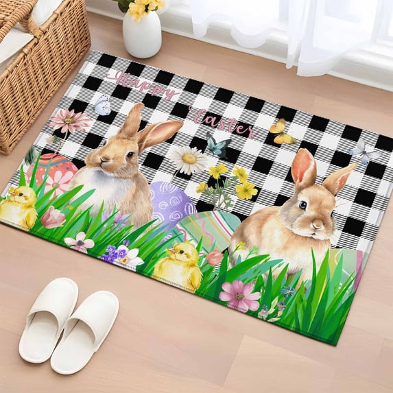 Area Rug 2 x 3 Ft, Easter Bunny Indoor Accent Bathroom Rugs for Kitchen ...
