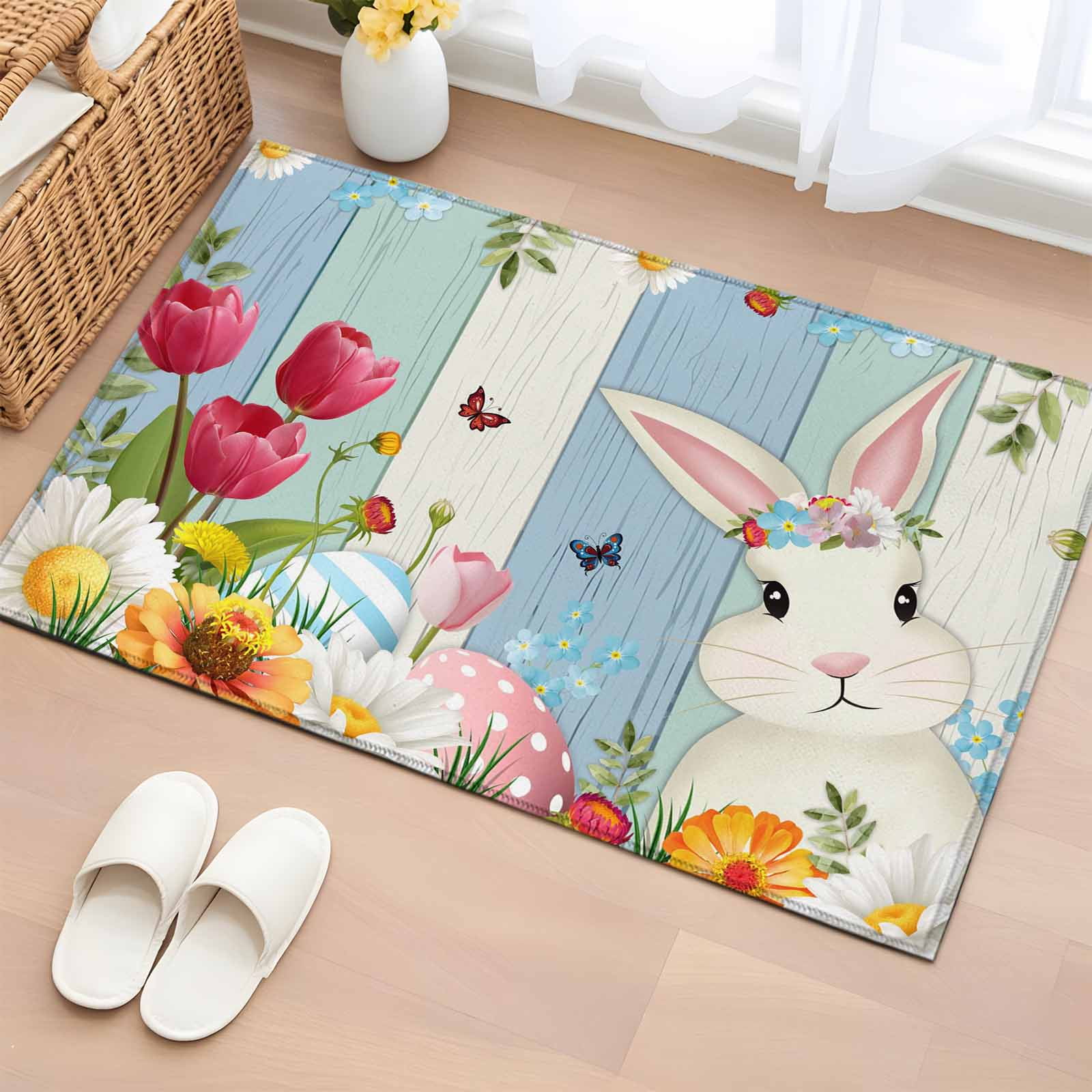 Area Rug 2 x 3 Ft, Easter Bunny Indoor Accent Bathroom Rugs for Kitchen ...