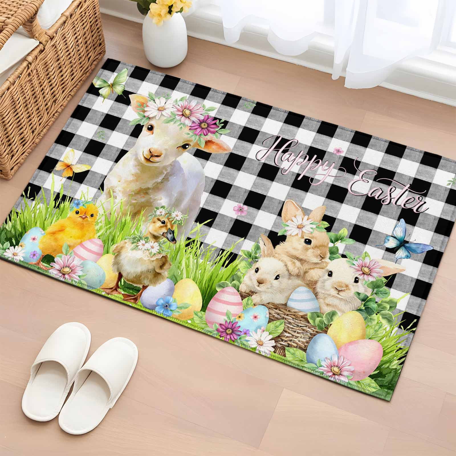 Area Rug 2 x 3 Ft, Easter Indoor Accent Bathroom Rugs for Kitchen ...