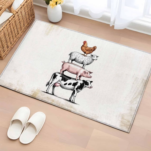 Area Rug 2 x 3 Ft, Farm Animals Indoor Accent Bathroom Rugs for Kitchen ...