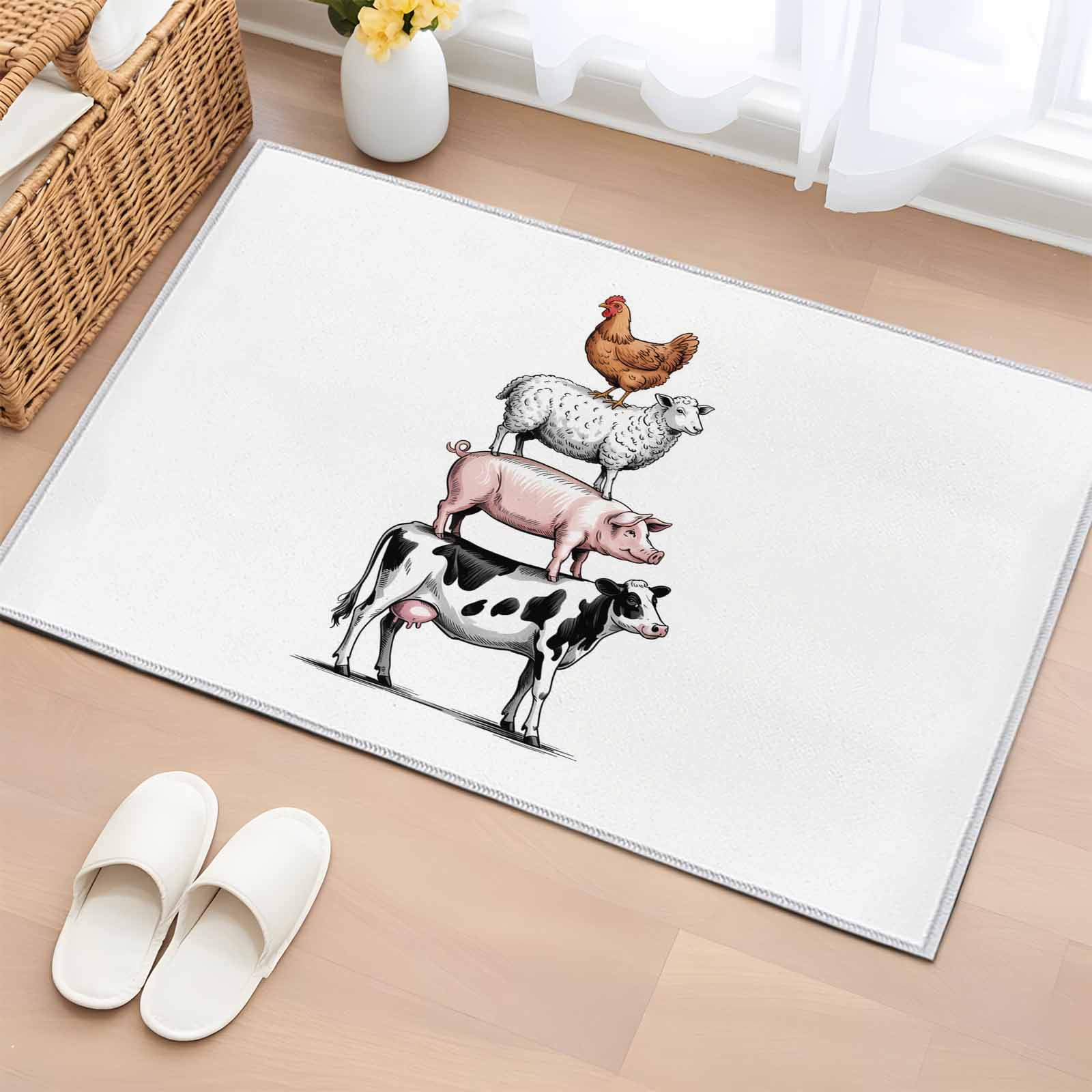 Area Rug 2 x 3 Ft, Farm Animals Indoor Accent Bathroom Rugs for Kitchen ...