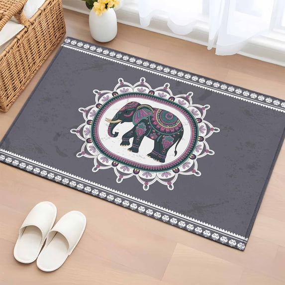 Area Rug 2 x 3 Ft, Grey Elephants Indoor Accent Bathroom Rugs for ...