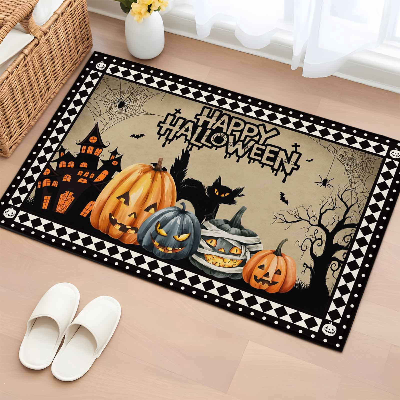Area Rug 2 x 3 Ft, Halloween Pumpkins Indoor Accent Bathroom Rugs for ...