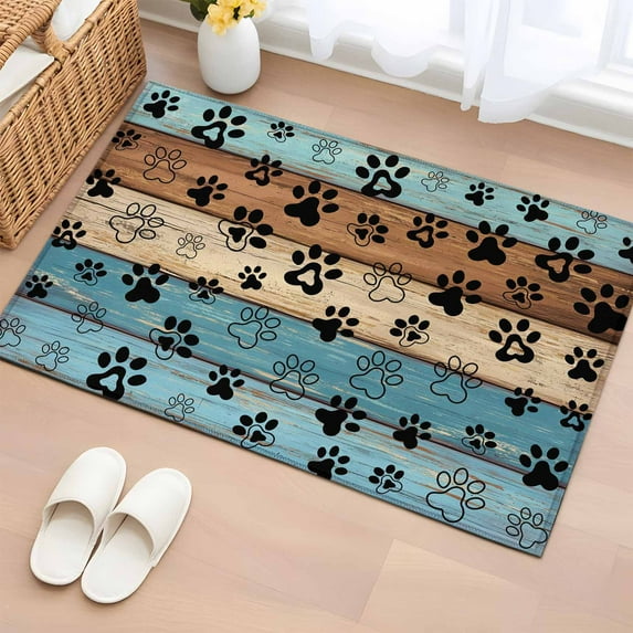Area Rug 2 x 3 Ft, Light Blue Brown Indoor Accent Bathroom Rugs for ...