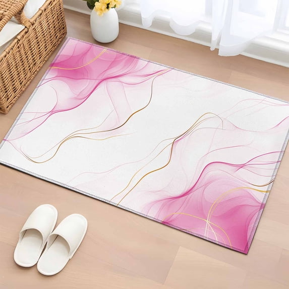 Area Rug 2 x 3 Ft, Marble Pink Indoor Accent Bathroom Rugs for Kitchen ...