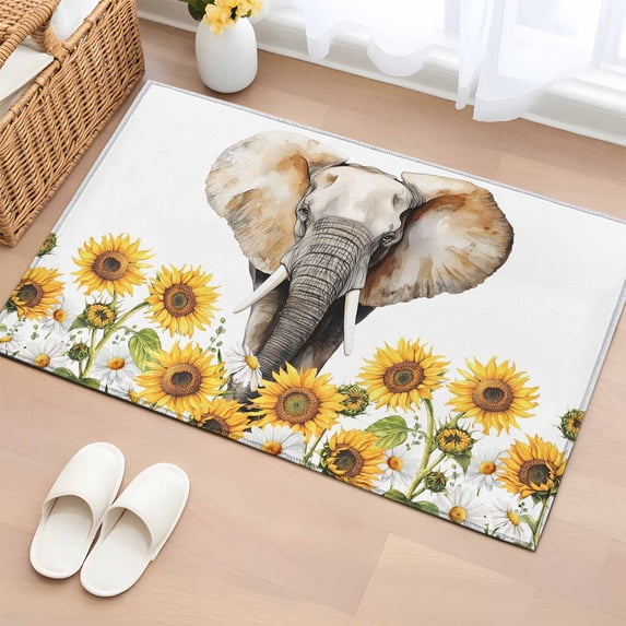 Area Rug 2 x 3 Ft, Modern Elephants Indoor Accent Bathroom Rugs for ...