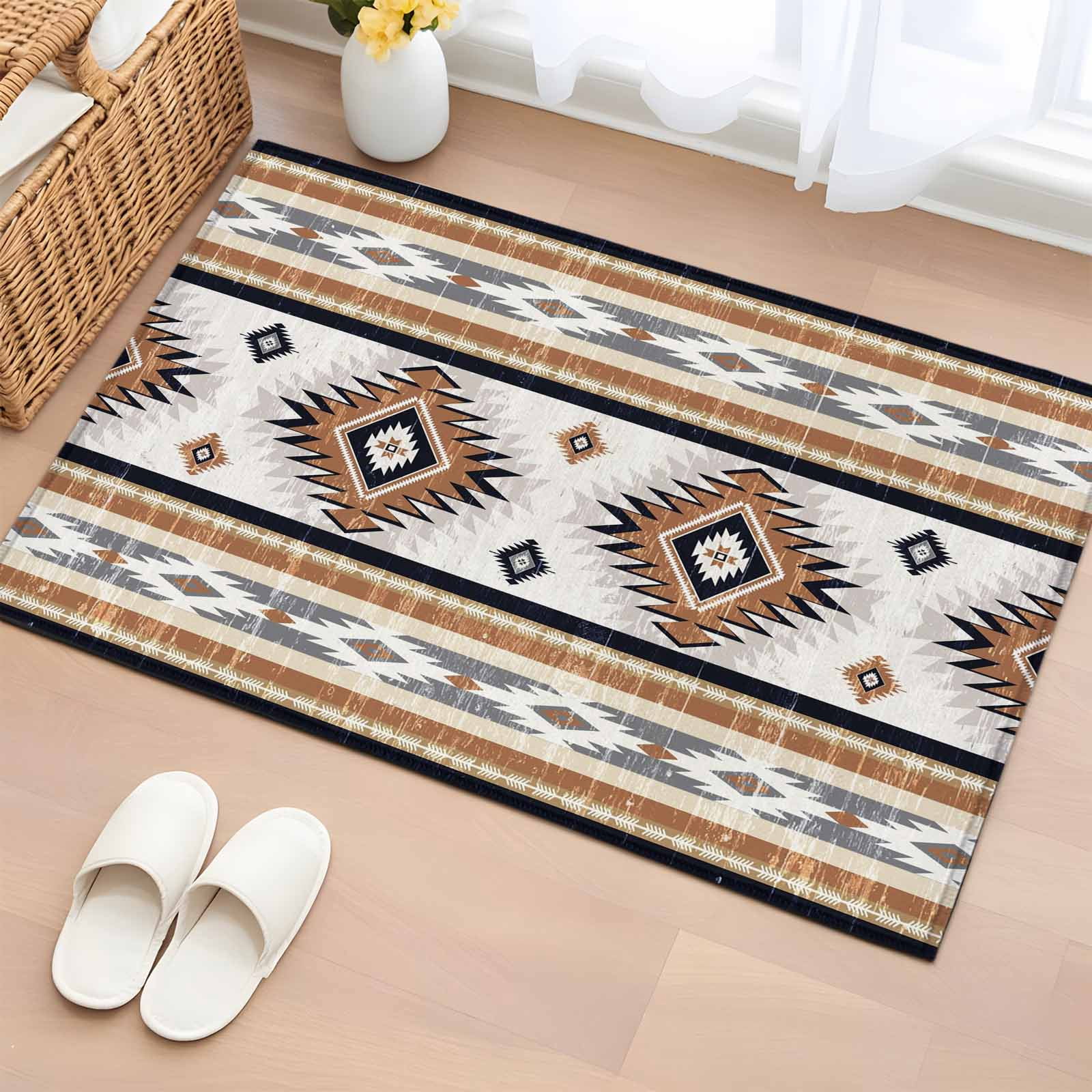 Area Rug 2 x 3 Ft, Orange Boho Indoor Accent Bathroom Rugs for Kitchen ...