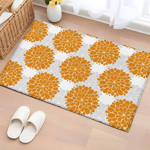 Area Rug 2 x 3 Ft, Orange Dahlia Indoor Accent Bathroom Rugs for ...