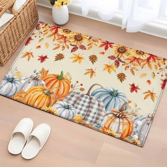 Area Rug 2 x 3 Ft, Orange Grey Fall Indoor Accent Bathroom Rugs for ...
