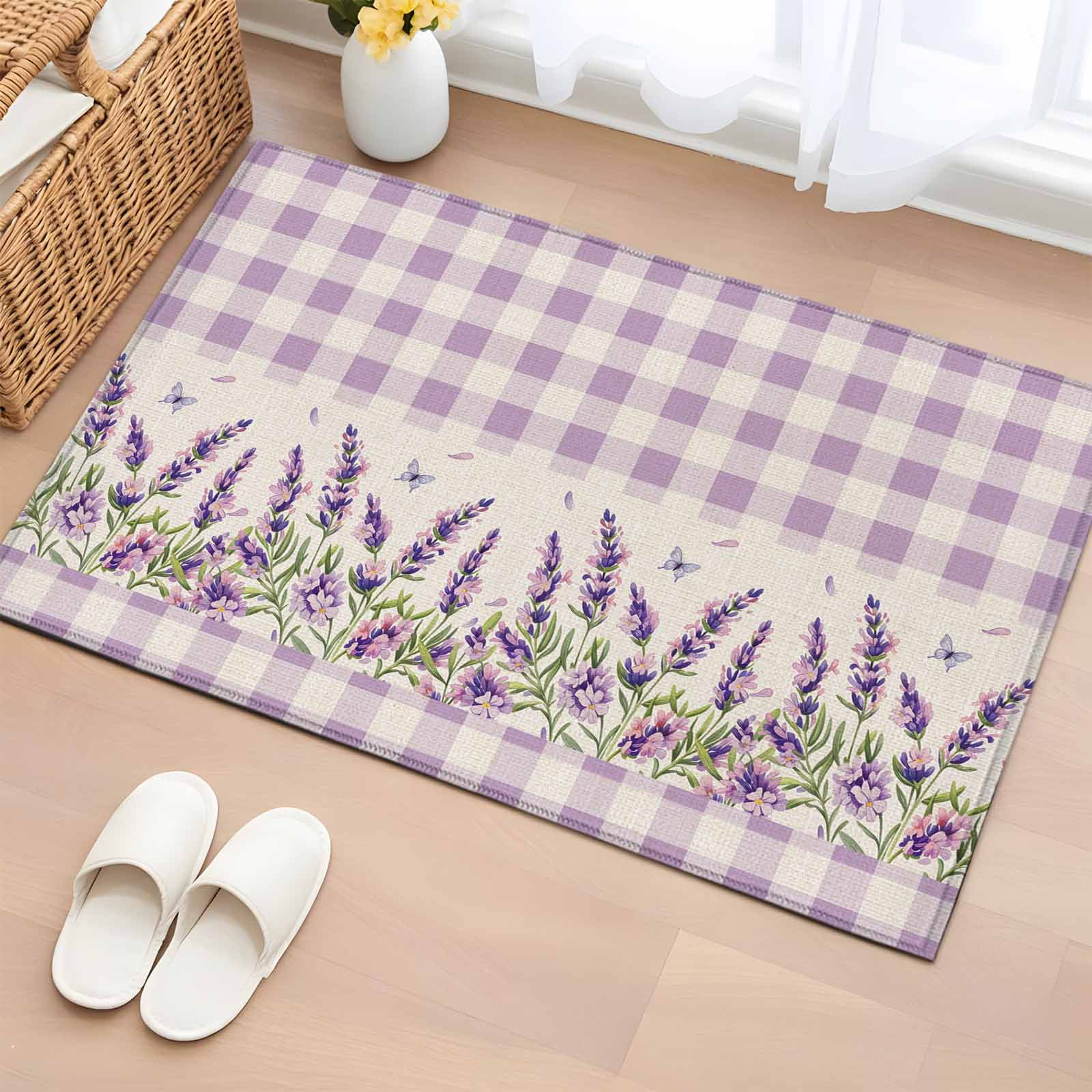 Area Rug 2 x 3 Ft, Purple Lavenders Indoor Accent Bathroom Rugs for ...