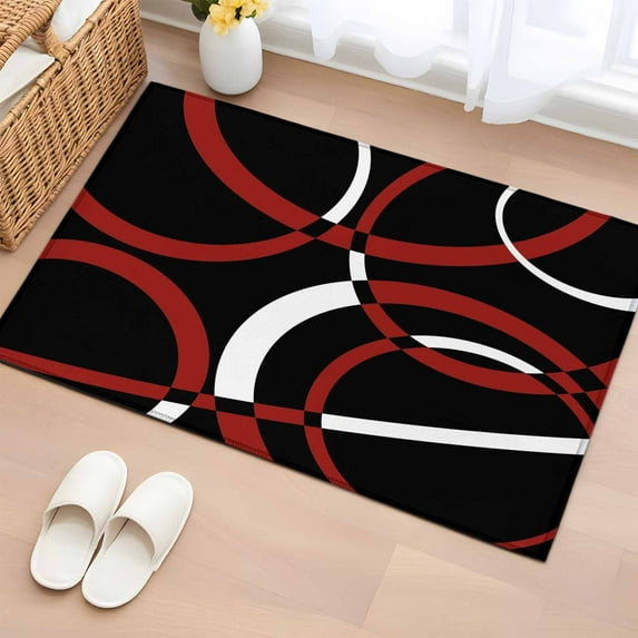 Area Rug 2 x 3 Ft, Red Geometric Indoor Accent Bathroom Rugs for ...