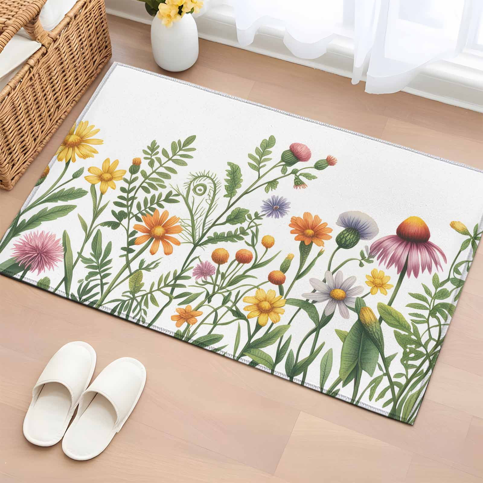 Area Rug 2 x 3 Ft, Spring Floral Indoor Accent Bathroom Rugs for ...