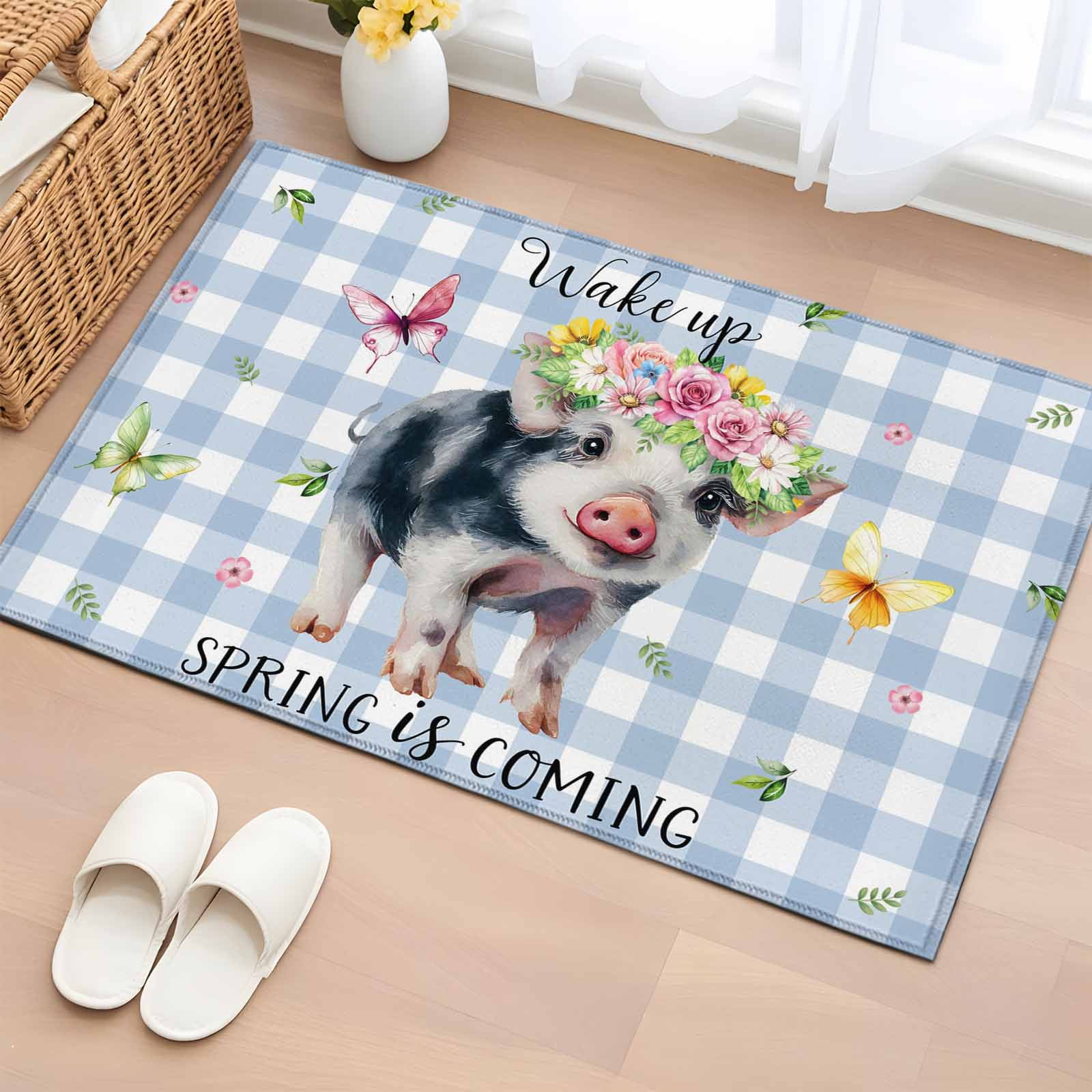 Area Rug 2 x 3 Ft, Spring Pig Indoor Accent Bathroom Rugs for Kitchen ...