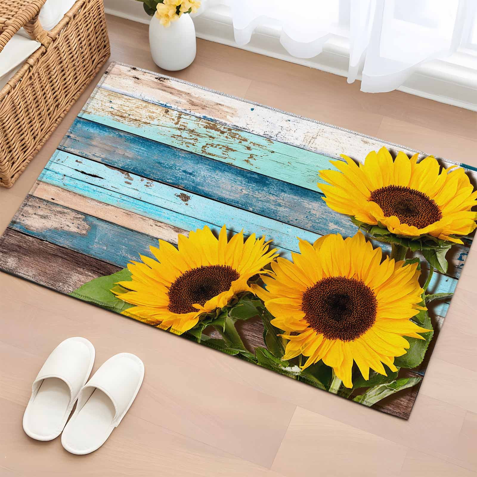 Area Rug 2 x 3 Ft, Spring Sunflowers Indoor Accent Bathroom Rugs for ...