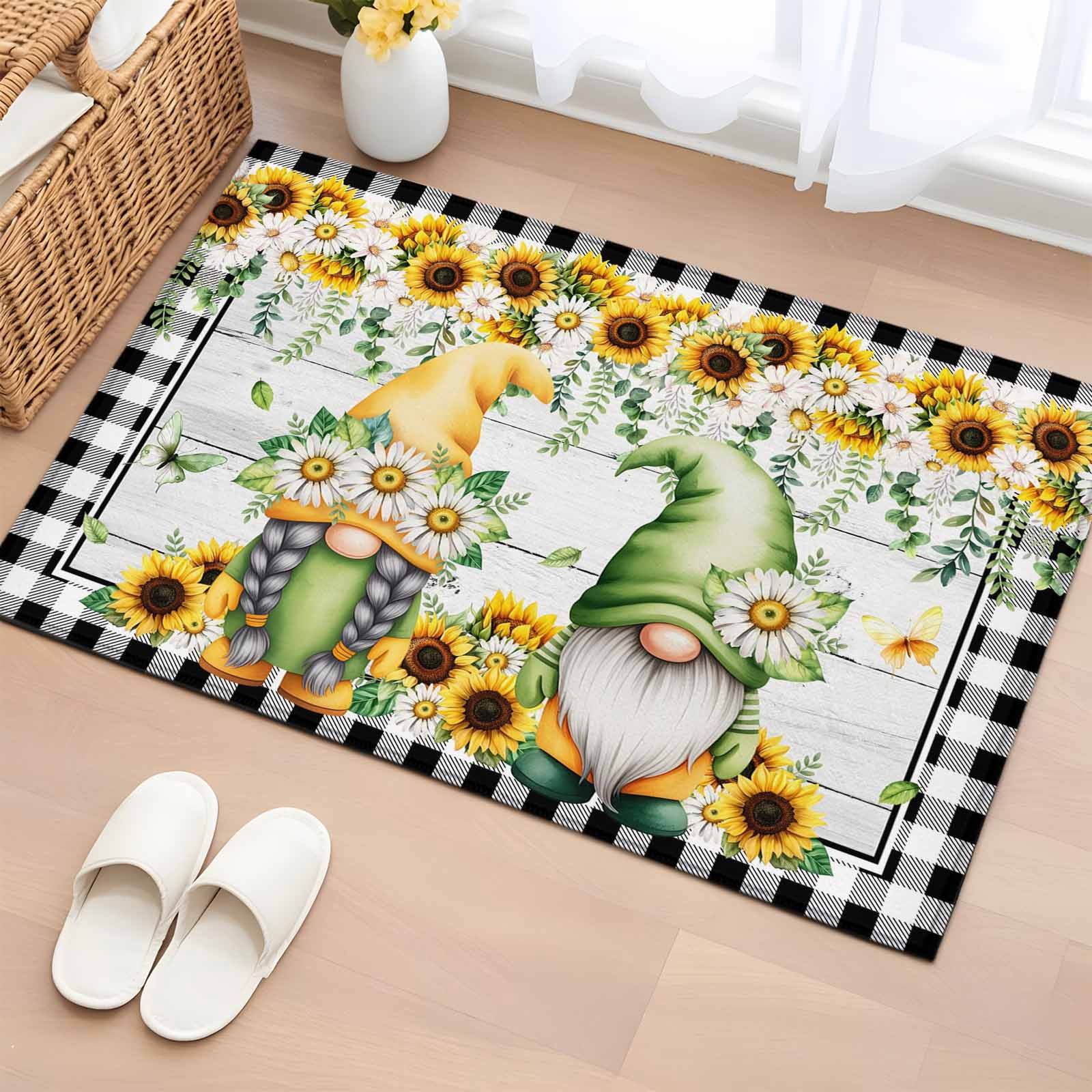 Area Rug 2 x 3 Ft, Sunflower Gnomes Indoor Accent Bathroom Rugs for ...