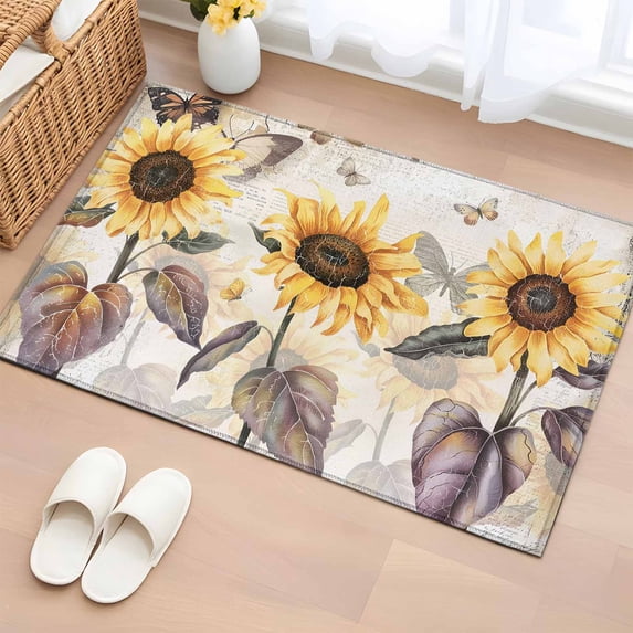 Area Rug 2 x 3 Ft, Sunflower Indoor Accent Bathroom Rugs for Kitchen ...