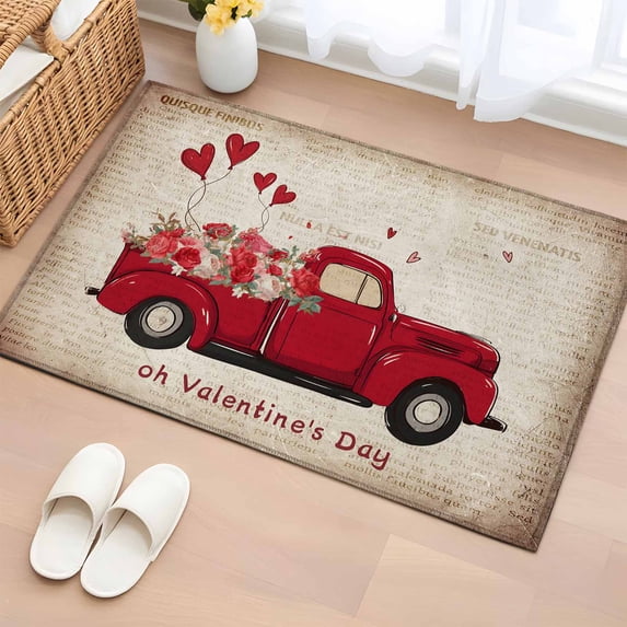 Area Rug 2 x 3 Ft, Vintage Valentine's Day Indoor Accent Bathroom Rugs ...