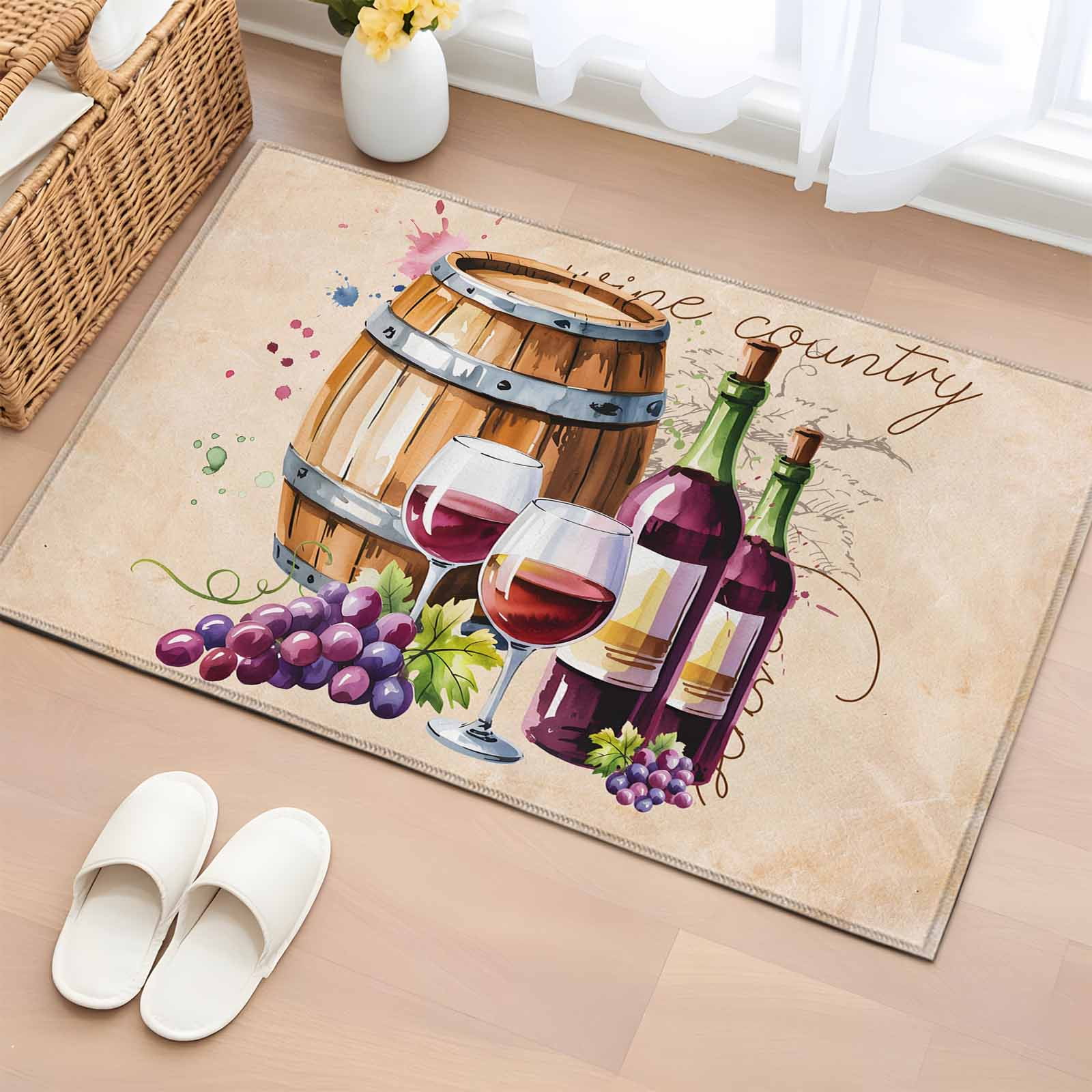 Area Rug 2 x 3 Ft, Vintage Watercolor Wine Indoor Accent Bathroom Rugs ...