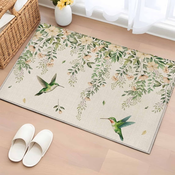 Area Rug 2 x 3 Ft, Watercolor Floral Indoor Accent Bathroom Rugs for ...