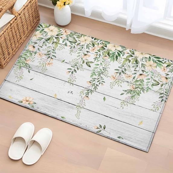 Area Rug 2 x 3 Ft, Watercolor Floral Indoor Accent Bathroom Rugs for ...