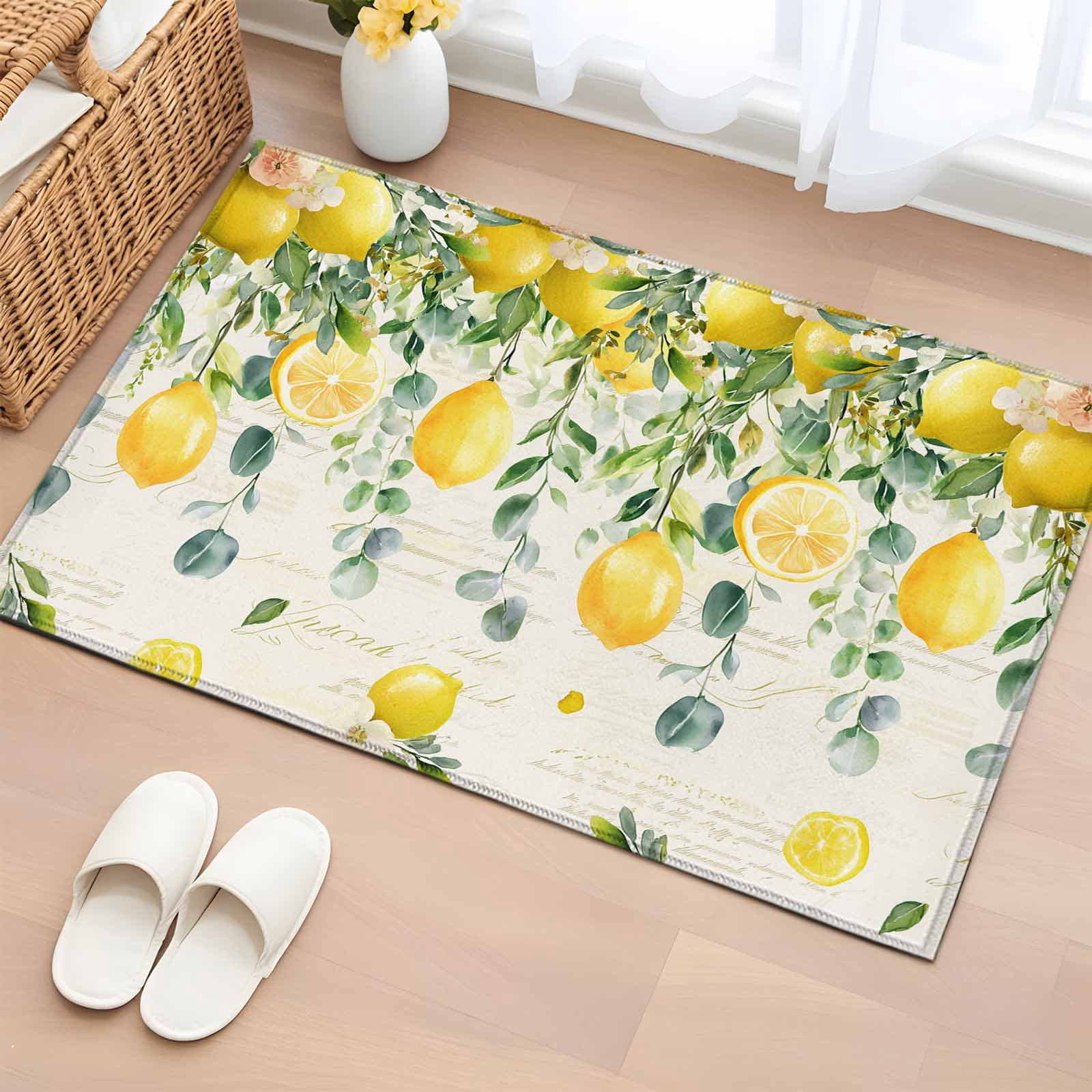 Area Rug 2 x 3 Ft, Watercolor Lemon Indoor Accent Bathroom Rugs for ...