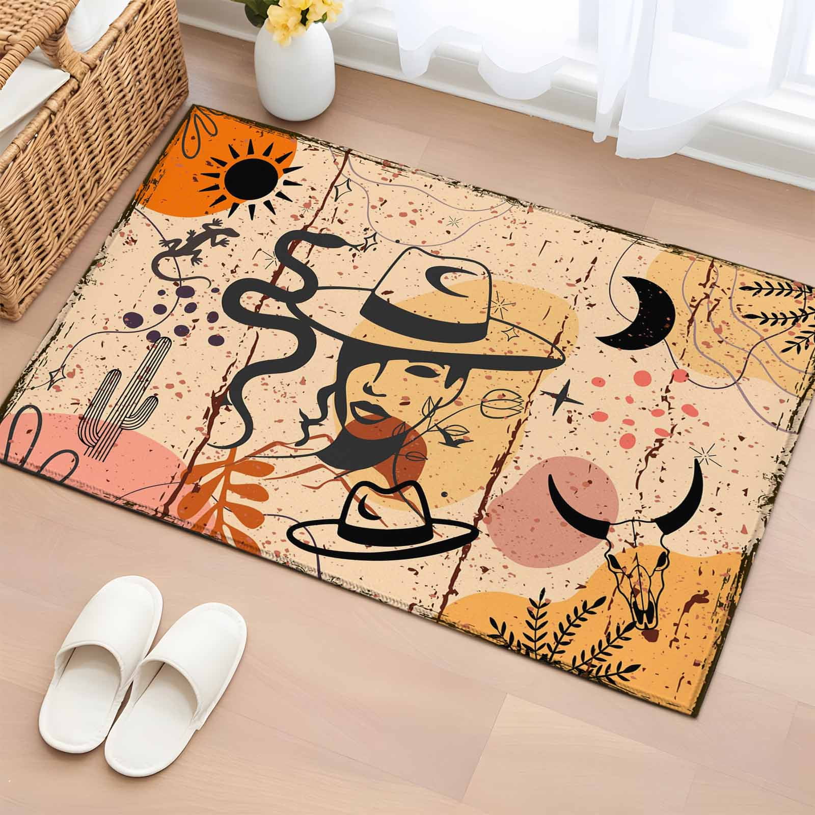 Area Rug 2 x 3 Ft, Western Boho Indoor Accent Bathroom Rugs for Kitchen ...