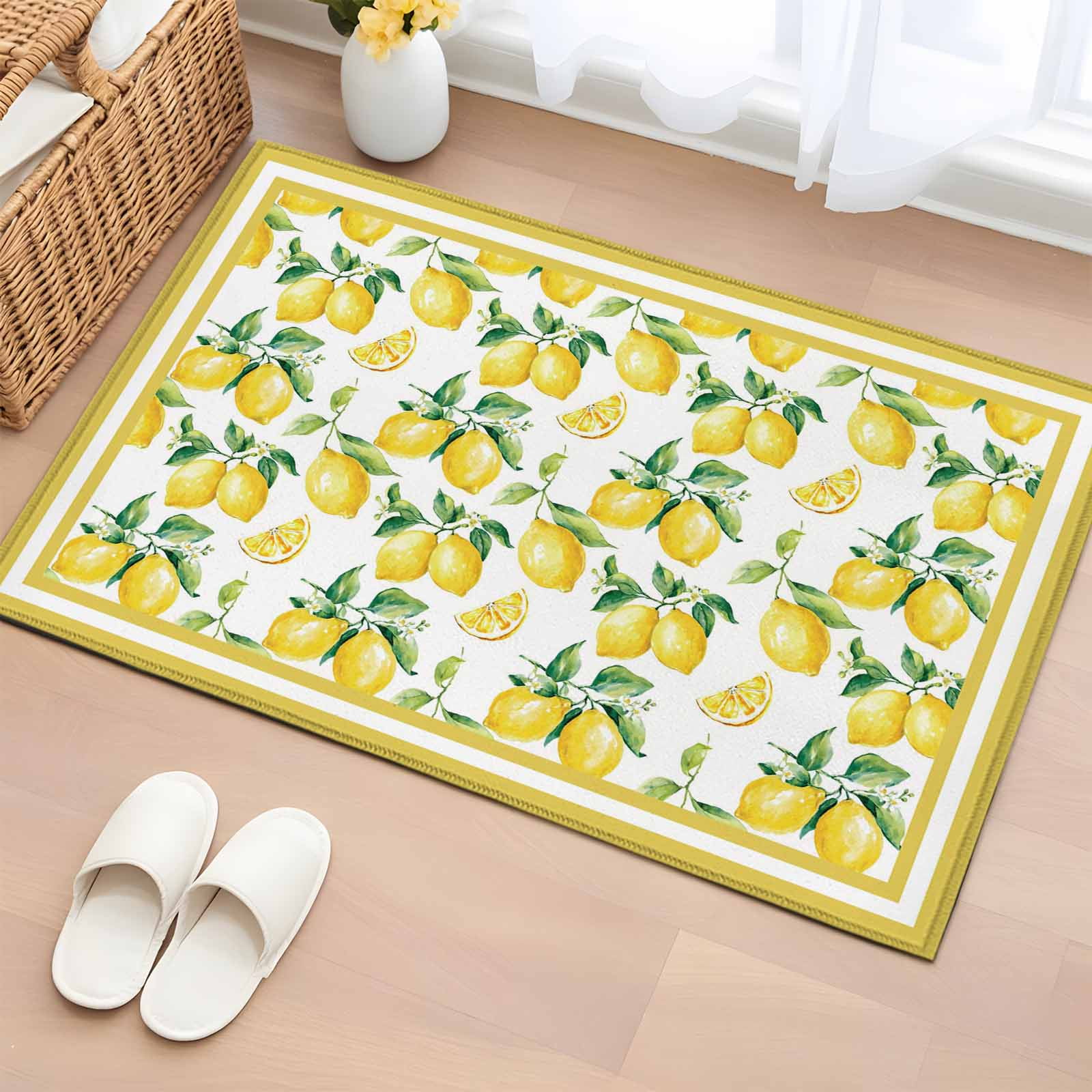 Area Rug 2 x 3 Ft, Yellow Lemon Indoor Accent Bathroom Rugs for Kitchen ...