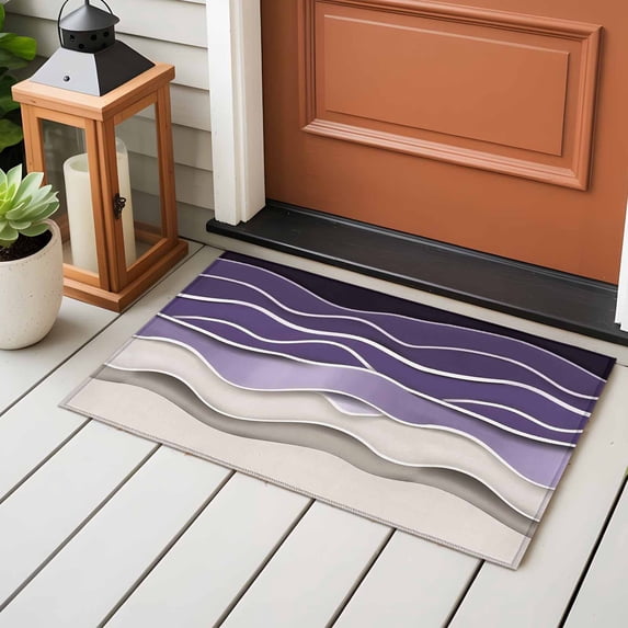 Area Rug 24×36in, Abstract Purple Grey Geometric Floor Carpet Living ...