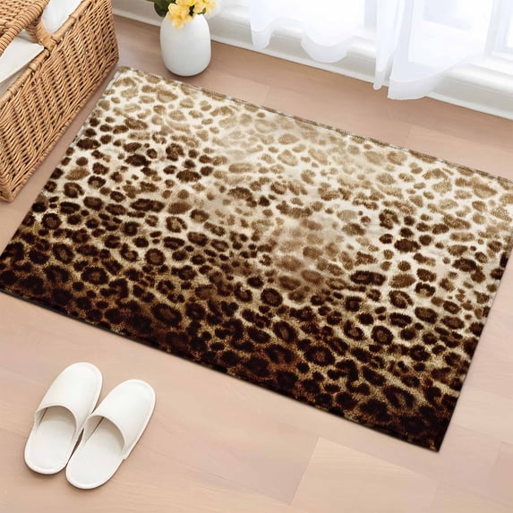 Area Rug 24×36in, Brown Leopard Print Vintage Floor Carpet Living Room ...