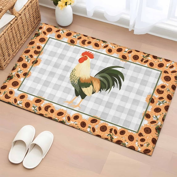 Area Rug 24×36in, Country Rooster Sunflower Floor Carpet Living Room ...